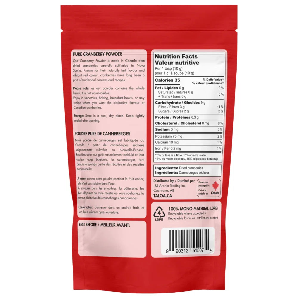 Cranberry Powder 150 g - Made in Canada – Leapfrog Outdoor