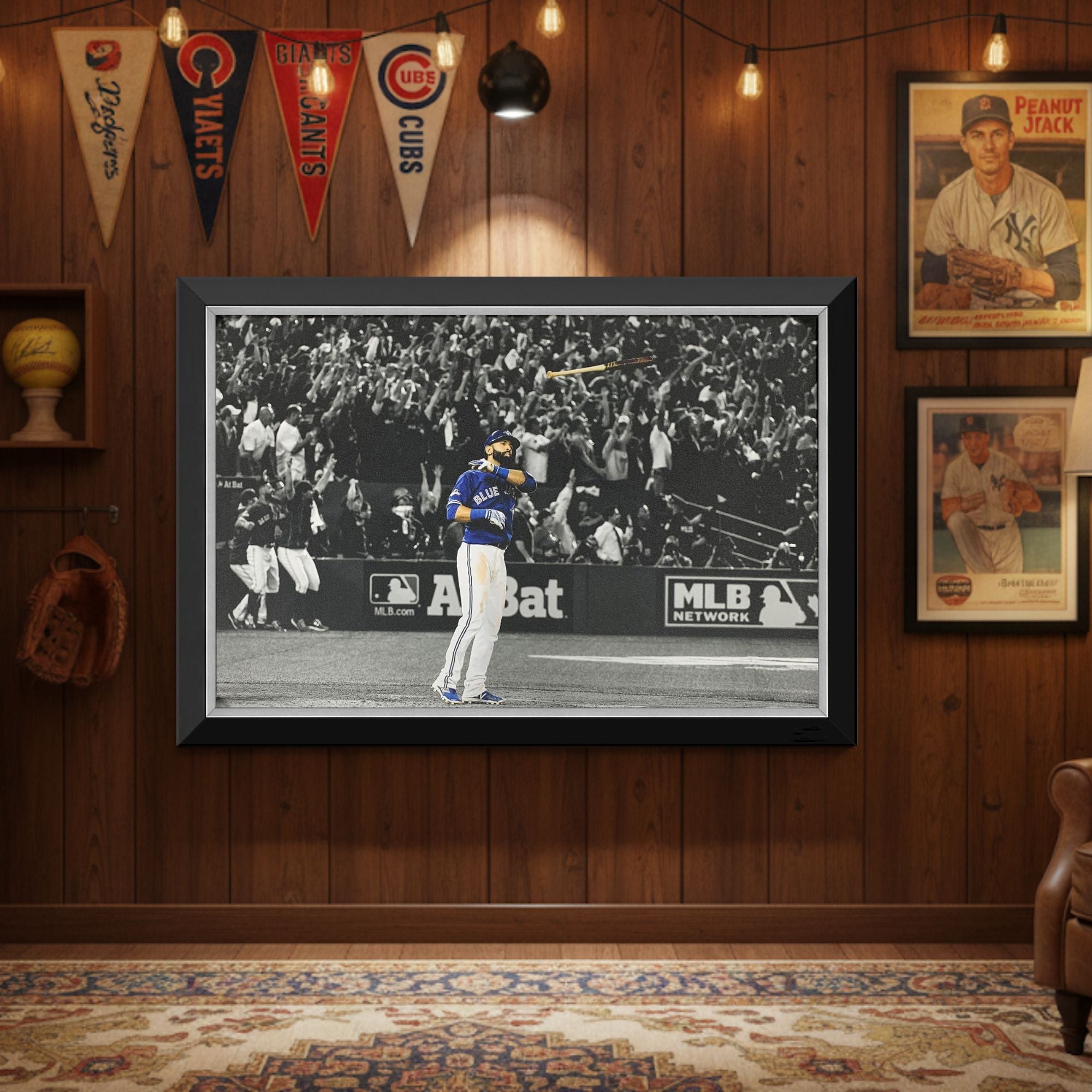 JOSE BAUTISTA ICONIC BAT FLIP FRAMED CANVAS - TORONTO BLUE JAYS (33.5" – Leapfrog Outdoor