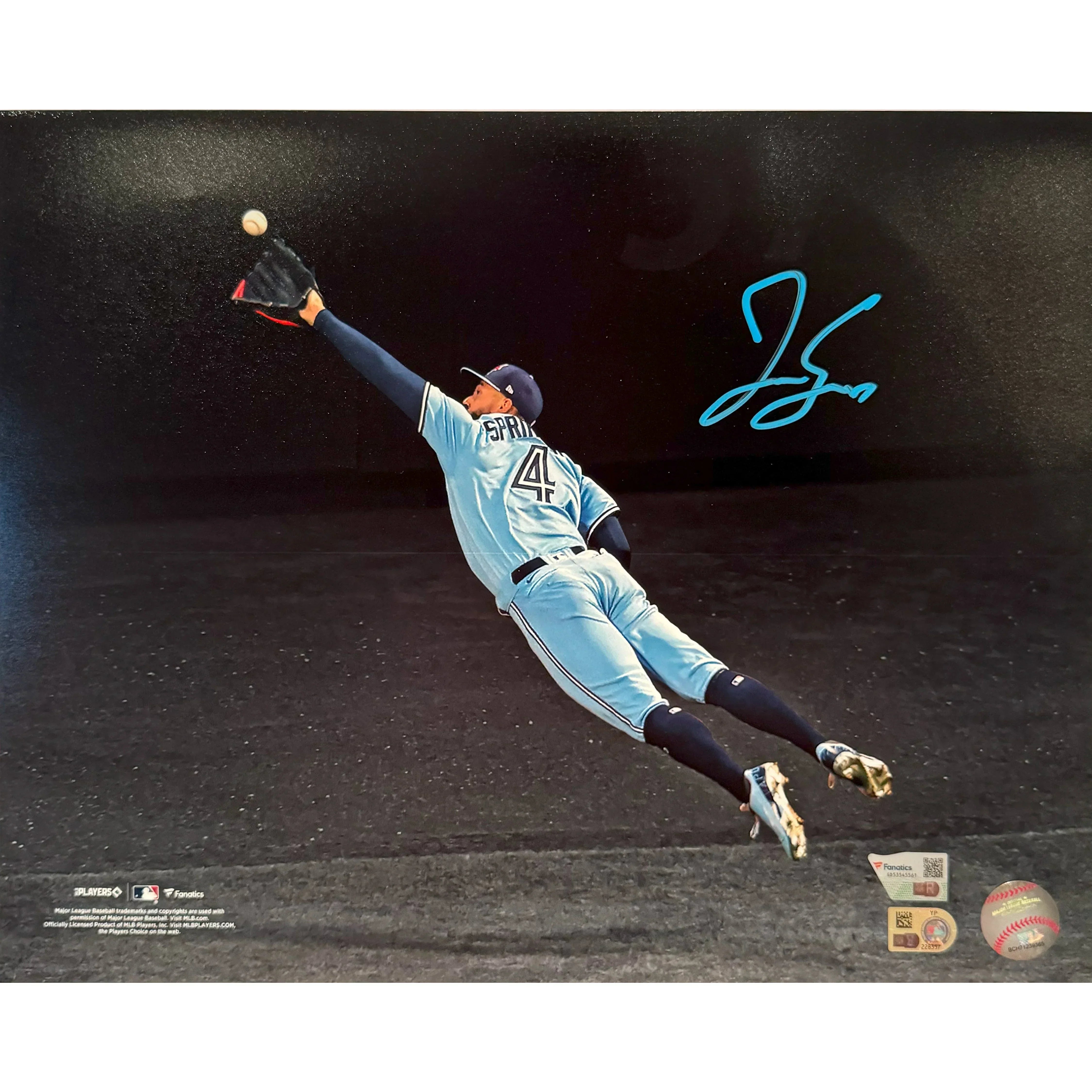 George Springer Autographed Toronto Blue Jays Spotlight Diving Catch ...