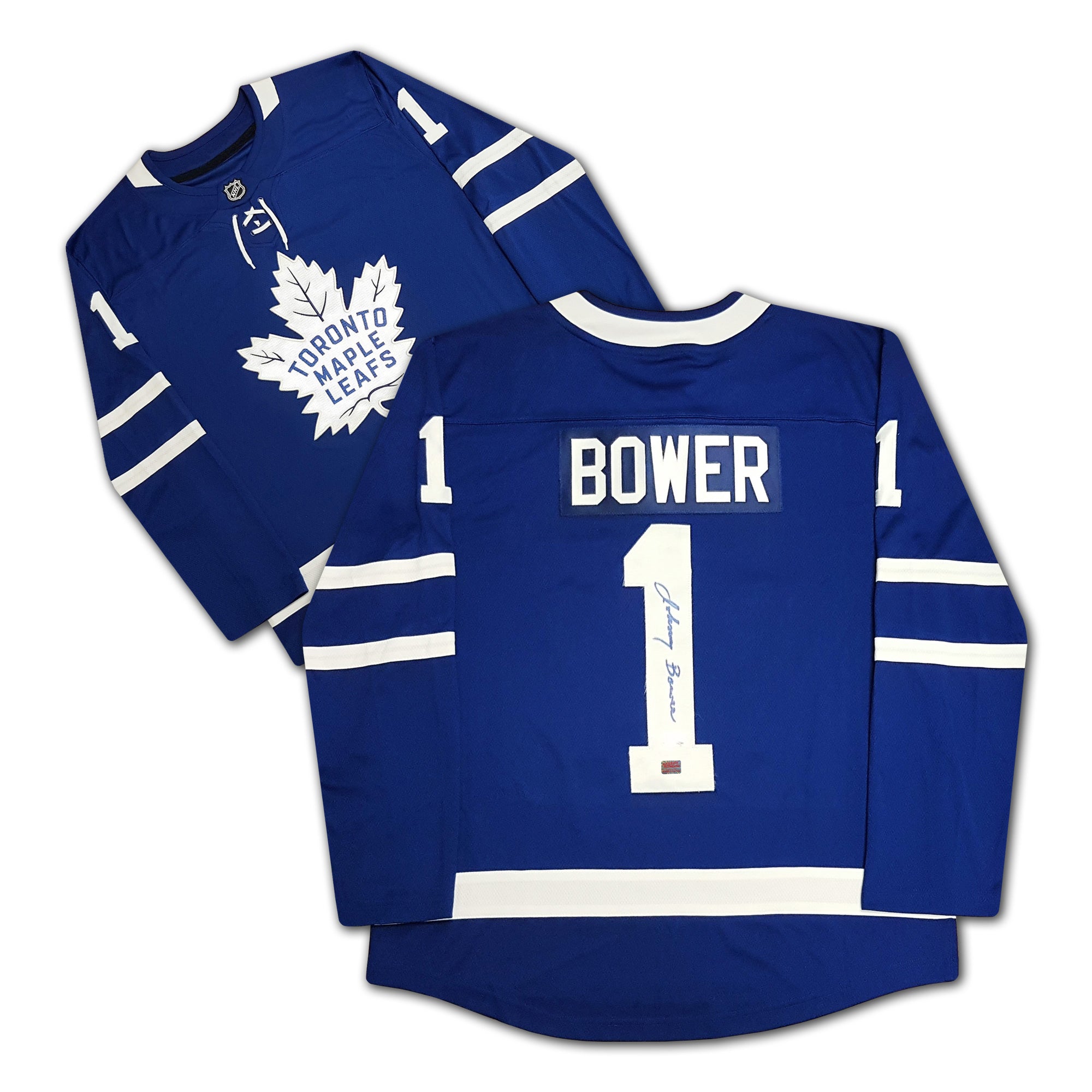 JOHNNY BOWER AUTOGRAPHED BLUE TORONTO MAPLE LEAFS JERSEY | Leapfrog Outdoor