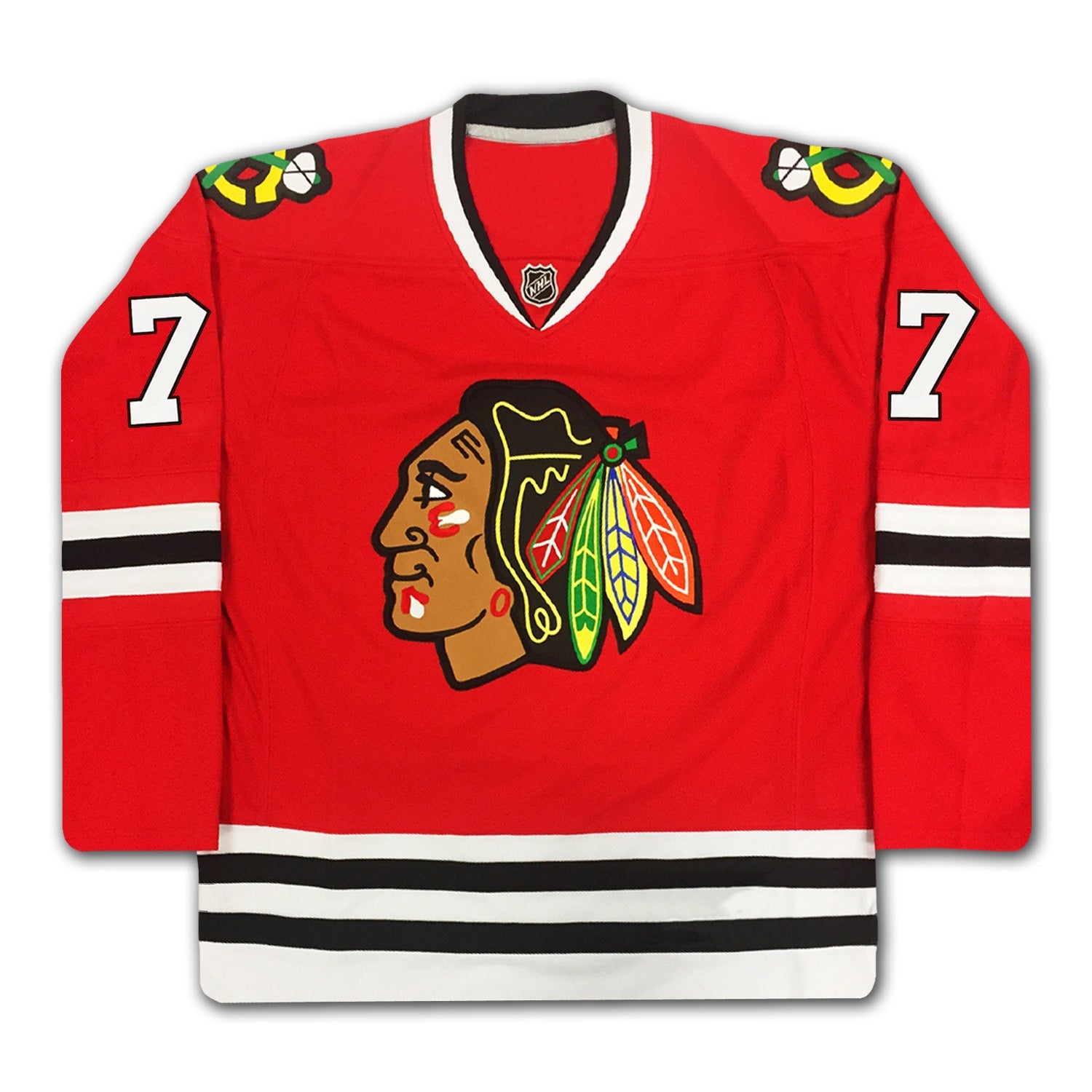 BOBBY HULL NUMBER 7 SIGNED RED CHICAGO BLACKHAWKS JERSEY | Leapfrog Outdoor