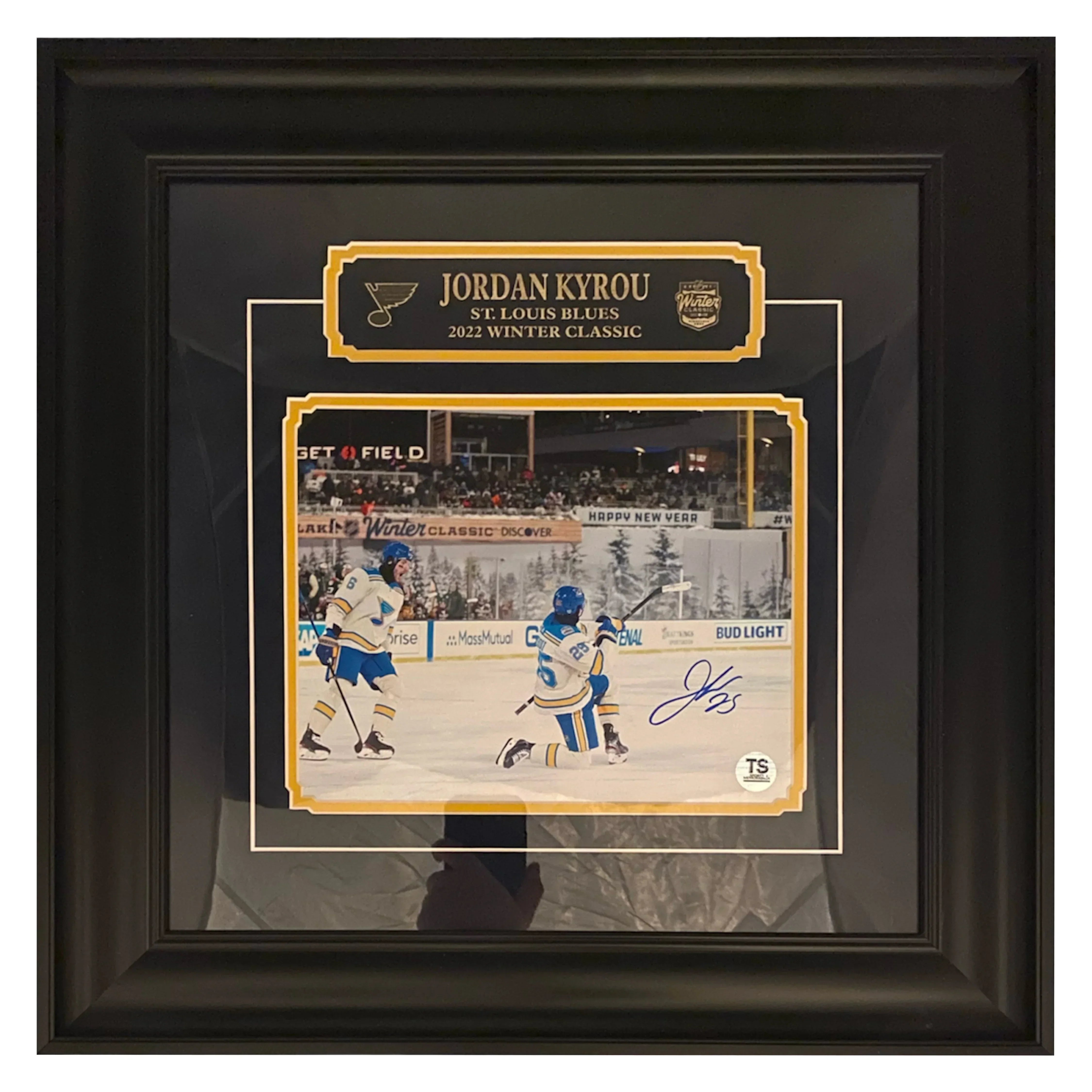 Jordan Kyrou Autographed St. Louis Blues 2022 Winter Classic 8x10 Fram ...
