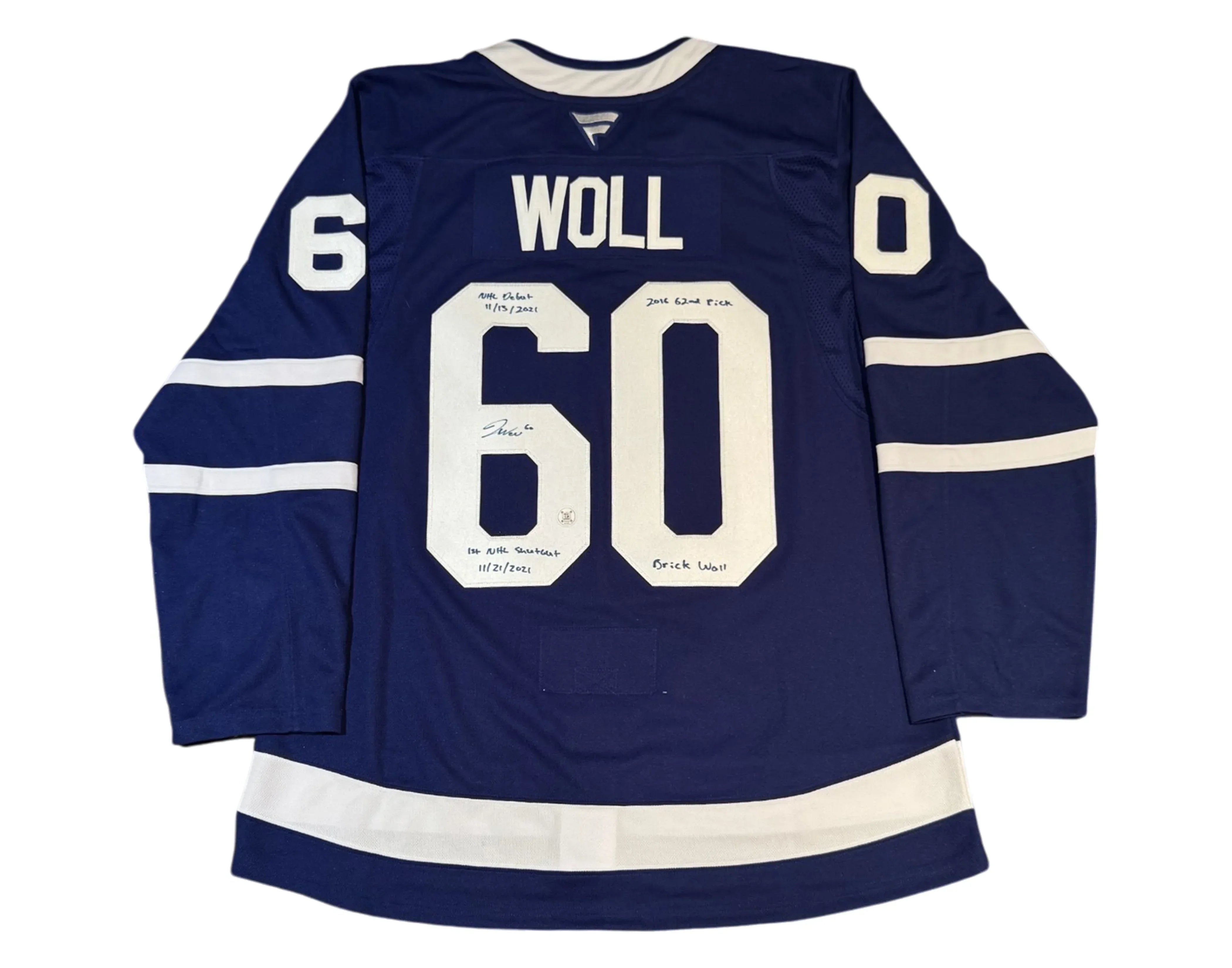 Joseph Woll Autographed Toronto Maple Leafs Home Blue Fanatics Premium ...