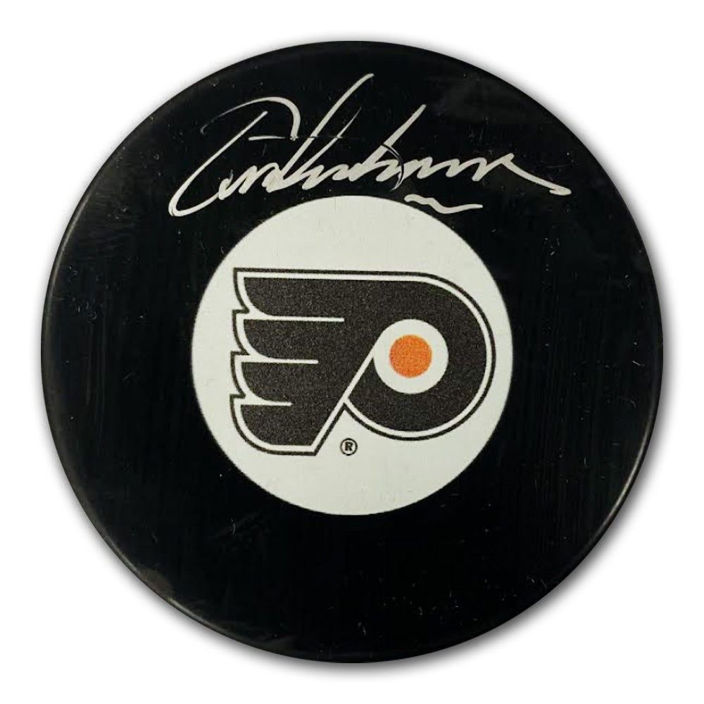 ERIC LINDROS SIGNED PUCK - PHILADELPHIA FLYERS LARGE LOGO | Leapfrog ...